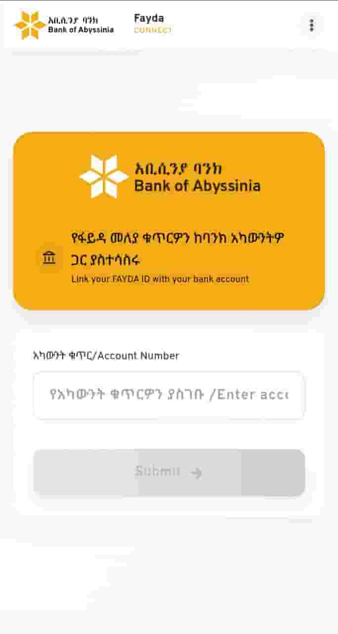Fayda Connect | Bank of Abyssinia — Secure KYC & Customer Management
